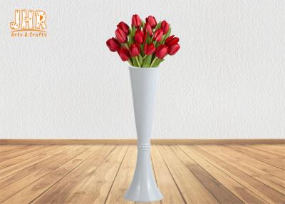 China Tall Decorative Glossy White Fiberglass Planters Floor Vases Flower Pots for sale