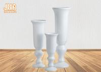 China Indoor Shiny White Fiberglass Planters Floor Vases Cup Shape Large Pots for sale