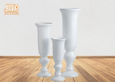 China Indoor Shiny White Fiberglass Planters Floor Vases Cup Shape Large Pots for sale