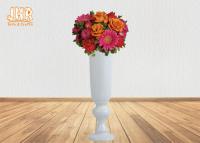 China Indoor Shiny White Fiberglass Planters Floor Vases Cup Shape Large Pots for sale