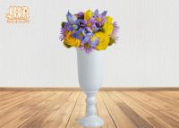 China Wine Cup Design Glossy White Fiberglass Planters Floor Vases Large Planters for sale