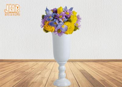 China Wine Cup Design Glossy White Fiberglass Planters Floor Vases Large Planters for sale
