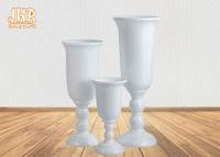 China Wine Cup Design Glossy White Fiberglass Planters Floor Vases Large Planters for sale