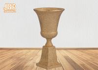 China Classic Frosted Gold Fiberglass Urn Planters Centerpiece Table Vase Trophy Shape for sale