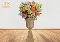 China Classic Frosted Gold Fiberglass Urn Planters Centerpiece Table Vase Trophy Shape for sale