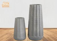 China 2 Sizes Artificial Plants Fiberglass Flower Pots Natural Sand Frosted Gray for sale