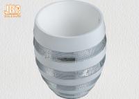 China Barrel Shaped Fiberglass Flower Pots Glossy White Mirror Mosaic Finish for sale