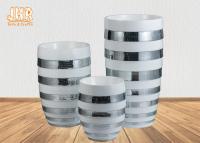 China Barrel Shaped Fiberglass Flower Pots Glossy White Mirror Mosaic Finish for sale