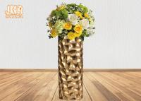 China Raspberry Design Cylinder Fiberglass Flower Pots Gold Leaf Finish Two Sizes for sale