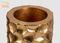 China Raspberry Design Cylinder Fiberglass Flower Pots Gold Leaf Finish Two Sizes for sale
