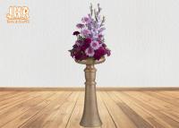 China Decorative Frosted Gold Fiberglass Flower Bowls / Floor Vases With Pedestal for sale