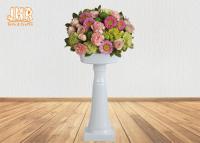 China Classic Glossy White Fiberglass Floor Vases With Pedestal For Wedding 2 Sizes for sale