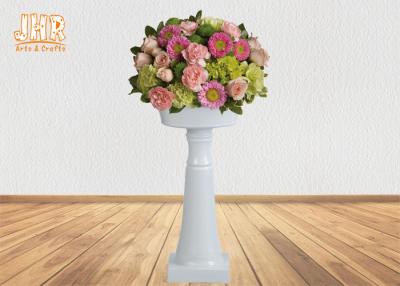 China Classic Glossy White Fiberglass Floor Vases With Pedestal For Wedding 2 Sizes for sale