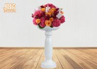 China Decorative Glossy White Fiberglass Flower Pots Creative Shape 100cm Height for sale
