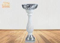 China Silver Leaf Fiberglass Flower Bowls Pedestal Plant Stand Wedding Decor for sale