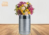 China Decorative Metal Style Fiberglass Pot Planters With Silver Leaf Mosaic Glass Finish for sale