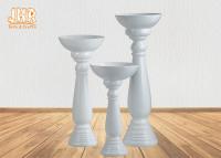 China 3 Piece Glossy White Fiberglass Flower Pots Floor Vases With Pedestal for sale