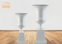 China Durable Fiberglass Planters Floor Vase Glossy White for sale