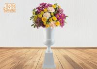 China Durable Fiberglass Planters Floor Vase Glossy White for sale