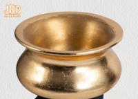 China Gold Leaf Fiberglass Flower Pots Table Vases Frosted Black Base Pot Planters for sale