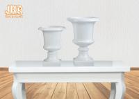 China Classic Glossy White Fiberglass Urn Planters Wedding Centerpiece Table Vases for sale