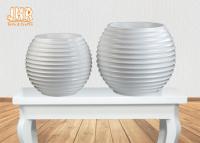 China Portable Round Glossy White Fiberglass Flower Pots Vase Frosted Finish for sale