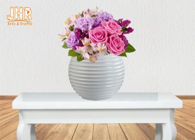 China Portable Round Glossy White Fiberglass Flower Pots Vase Frosted Finish for sale