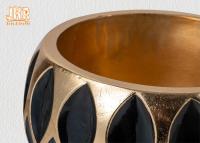 China Decorative Geometric Pattern Fiberglass Flower Pots With Gold Leafed Finish for sale