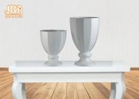 China Footed Glossy White Fiberglass Wedding Centerpiece Table Vases 2 Piece for sale