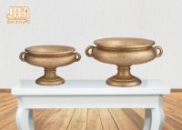 China Footed Gold Leaf Fiberglass Wedding Centerpiece Table Vases / Flower Bowls 2 Size for sale