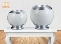 China Decorative Modern Footed Fiberglass Flower Pots With Silver Leaf Finish for sale