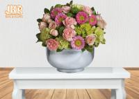 China Cup Shape Silver Leafed Fiberglass Flower Pots , Fiberglass Flower Bowls for sale