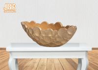 China Frosted Gold Fiberglass Decoration Flower Serving Bowl Centerpiece Table Vase for sale
