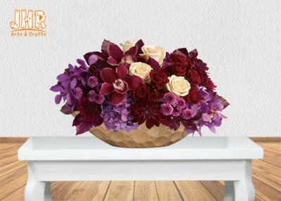 China Frosted Gold Fiberglass Decoration Flower Serving Bowl Centerpiece Table Vase for sale