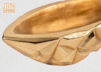 China Geometric Pattern Gold Leaf Table Vase Flower Pots Fiberglass Decorative Bowl for sale