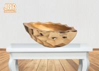 China Gold Leafed Fiberglass Flower Serving Bowl Decorative Table Vases Boat Shape for sale