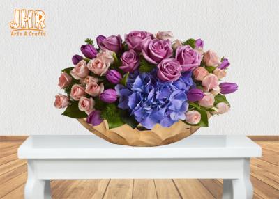 China Gold Leafed Fiberglass Flower Serving Bowl Decorative Table Vases Boat Shape for sale
