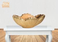 China Home Decor Gold Leaf Fiberglass Decoration Table Vase Flower Serving Bowl for sale
