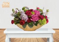 China Home Decor Gold Leaf Fiberglass Decoration Table Vase Flower Serving Bowl for sale