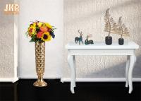 China Trumpet Shape Floor Vases Homewares Decorative Items Gold Leafed Fiberglass Table Vases for sale