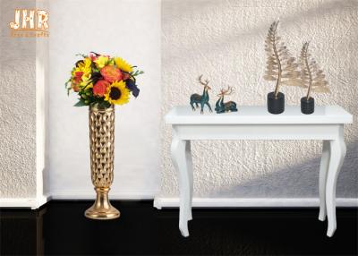 China Trumpet Shape Floor Vases Homewares Decorative Items Gold Leafed Fiberglass Table Vases for sale