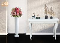China Small Glossy White Fiberglass Planters Floor Vases Decorative Flower Pots for sale
