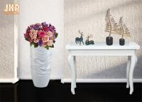 China Wavy Pattern Glossy White Fiberglass Floor Vases For Artificial Plants 3 Piece for sale