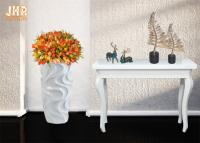 China Home Decor Fiberglass Flower Pots Wavy Pattern Glossy White Durable 3 Sizes for sale
