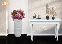 China 3 Sizes Unique Geometric Pattern Fiberglass Decorative Planters Glossy White for sale