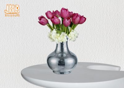 China Silver Mirror Mosaic Fiberglass Planters Table Vases Decorative Flower Pots for sale