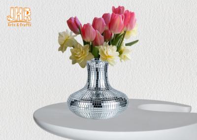 China Decorative Silver Mosaic Glass Polystone Centerpiece Table Vase Flower Pots for sale