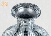 China Decorative Silver Mosaic Glass Polystone Centerpiece Table Vase Flower Pots for sale