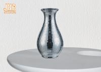 China Modern Luxury Fiberglass Flower Pot Table Vase Plant Pots Silver Mosaic Glass for sale