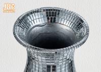 China Modern Luxury Fiberglass Flower Pot Table Vase Plant Pots Silver Mosaic Glass for sale